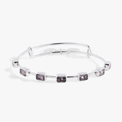 ALEX AND ANI Emerald Cut Birthstone Bangle - Silver 